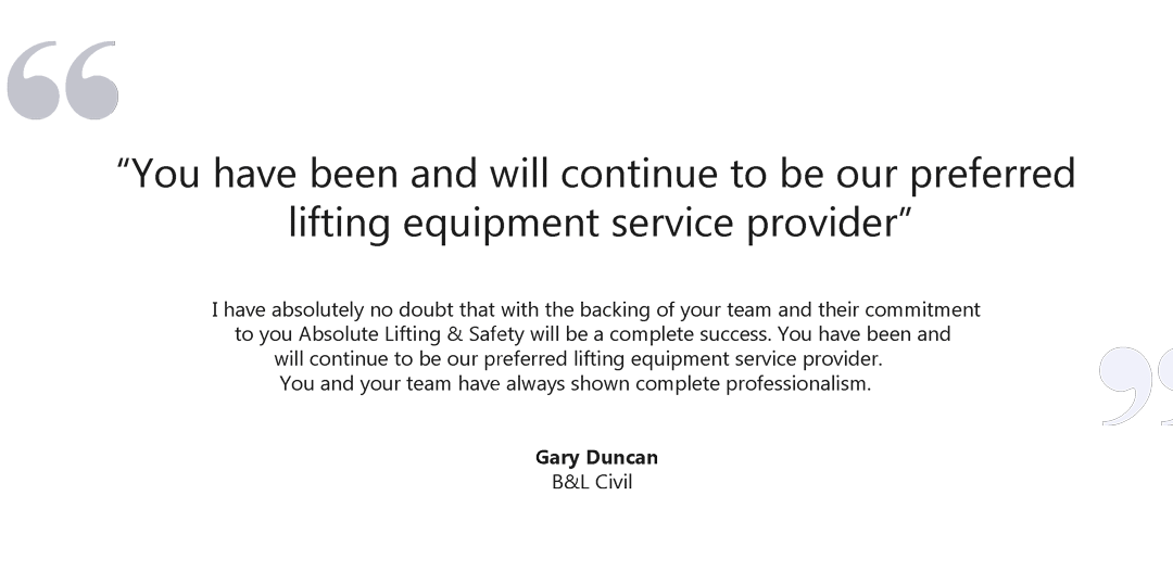 testimonials - Absolute Lifting and Safety